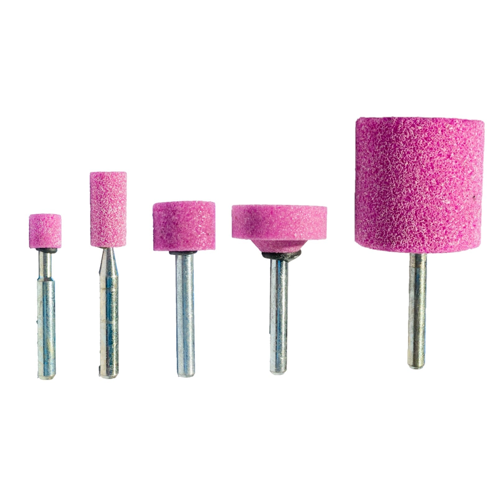 Moletta cilindrica con gambo diam. 6 mm in corindone rosa diversi mod.